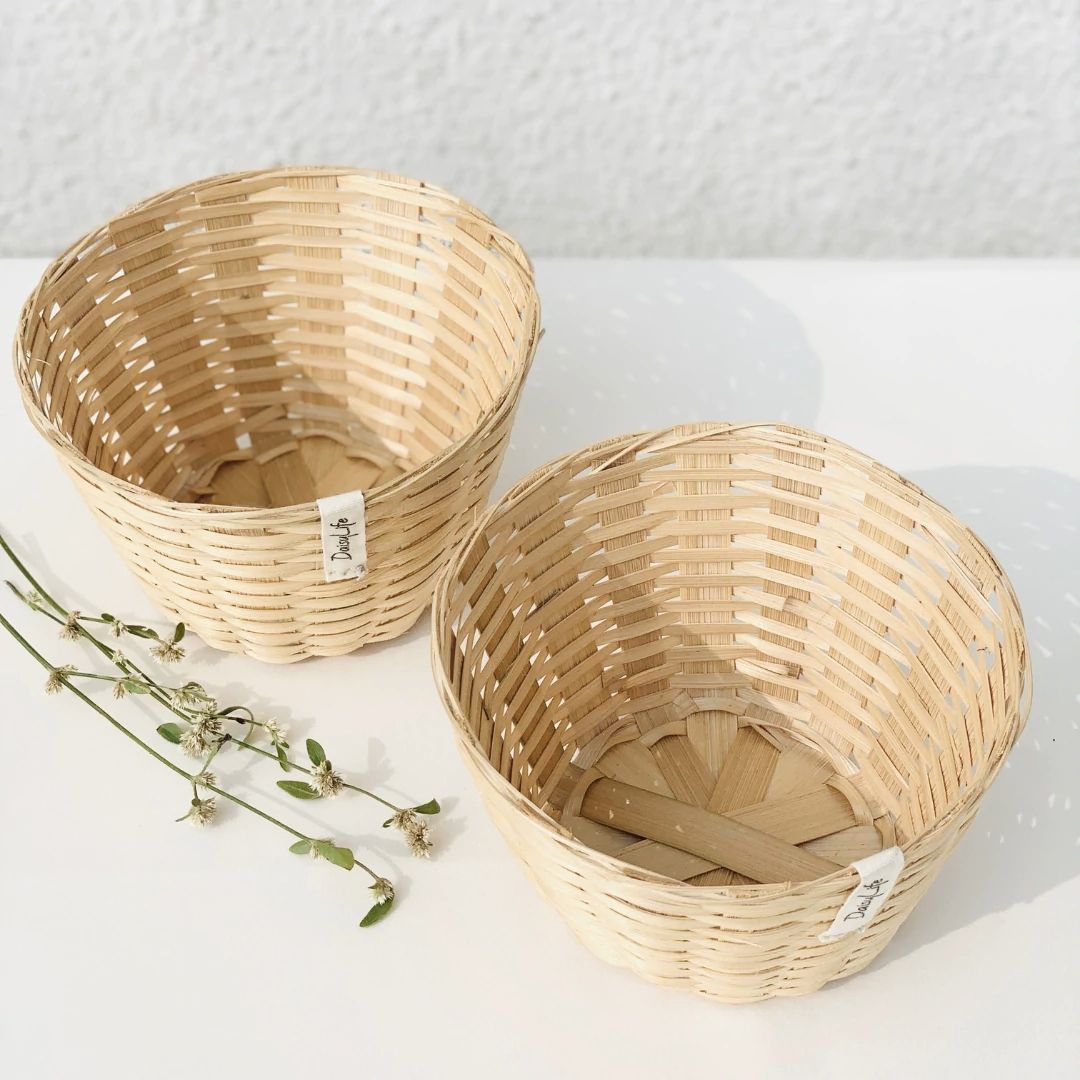Bamboo Bucket Basket-2 pcs set